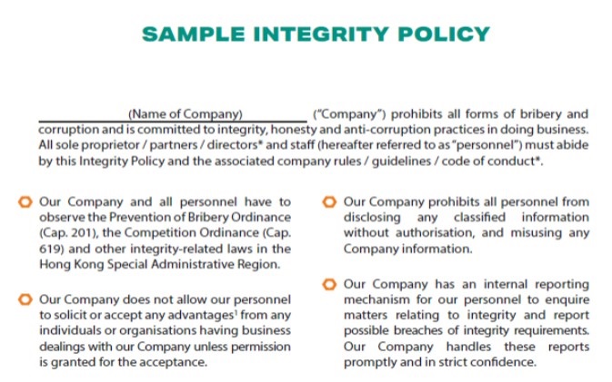 Corruption Prevention Advisory Service - Integrity Charter